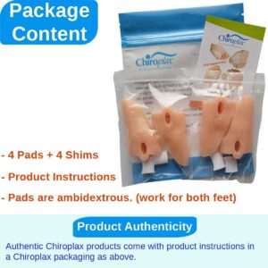 Chiroplax Tailor's Bunion Corrector Pads Bunionette Pain Relief Pinky Little Toe Straightener Separator Cushion Splint Protector Shield Spacer Cover Guard (4 Pads, Shims -Small)