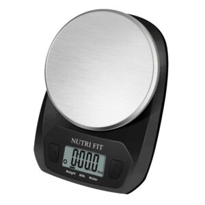 nutri fit digital food scale small kitchen scales weight in grams and oz for cooking baking weight loss, stainless steel tare & backlit lcd display, black