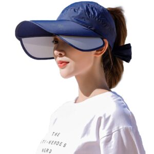 peicees wide brim visor hat for women golf visor cap sun protection hat for beach garden tennis running sunshade hat pure blue