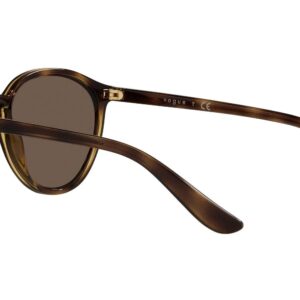 Vogue Eyewear Women's VO5374SF Low Bridge Fit Round Sunglasses, Dark Havana/Dark Brown, 55 mm