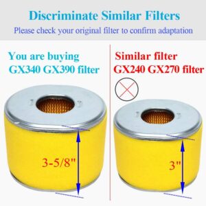 HOODELL 3 Pack Air Filter Fit for Honda GX390 13HP GX340 11HP Engine Pressure Washer Air Cleaner, Professional 17210-ZE3-010 17210-ZE3-505 Air Filter