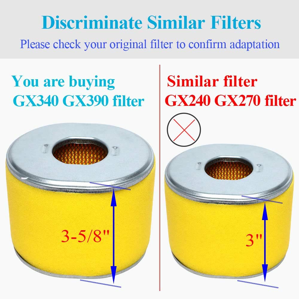 HOODELL 3 Pack Air Filter Fit for Honda GX390 13HP GX340 11HP Engine Pressure Washer Air Cleaner, Professional 17210-ZE3-010 17210-ZE3-505 Air Filter