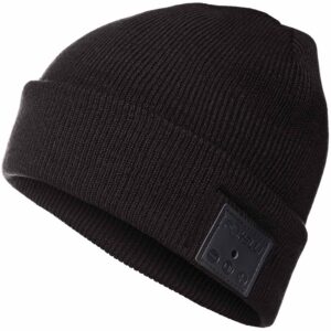 foxelli bluetooth beanie – wireless beanie hat with headphones for men & women black