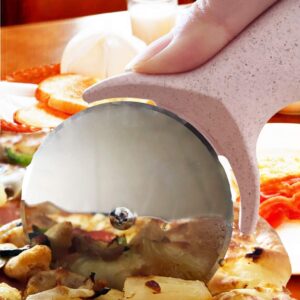 HELEERON Pizza Cutter Wheel, Stainless Steel Pizza Cutter with Cover, Super Sharp Pizza Slicer-Dishwasher safe,Smooth Rotating Pizza Wheel Safe with Healthy Material（Beige）