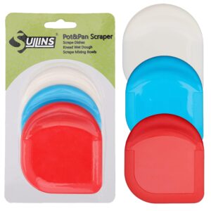 sullins pan scraper, pack of 3 | dish scraper | pot scraper | pan scraper tool | dish scraper tool | unique silicone grip design - no slipping unlike other scrapers