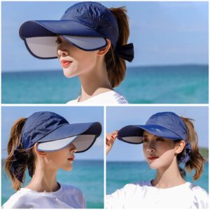 Peicees Wide Brim Visor Hat for Women Golf Visor Cap Sun Protection Hat for Beach Garden Tennis Running Sunshade Hat Pure Blue