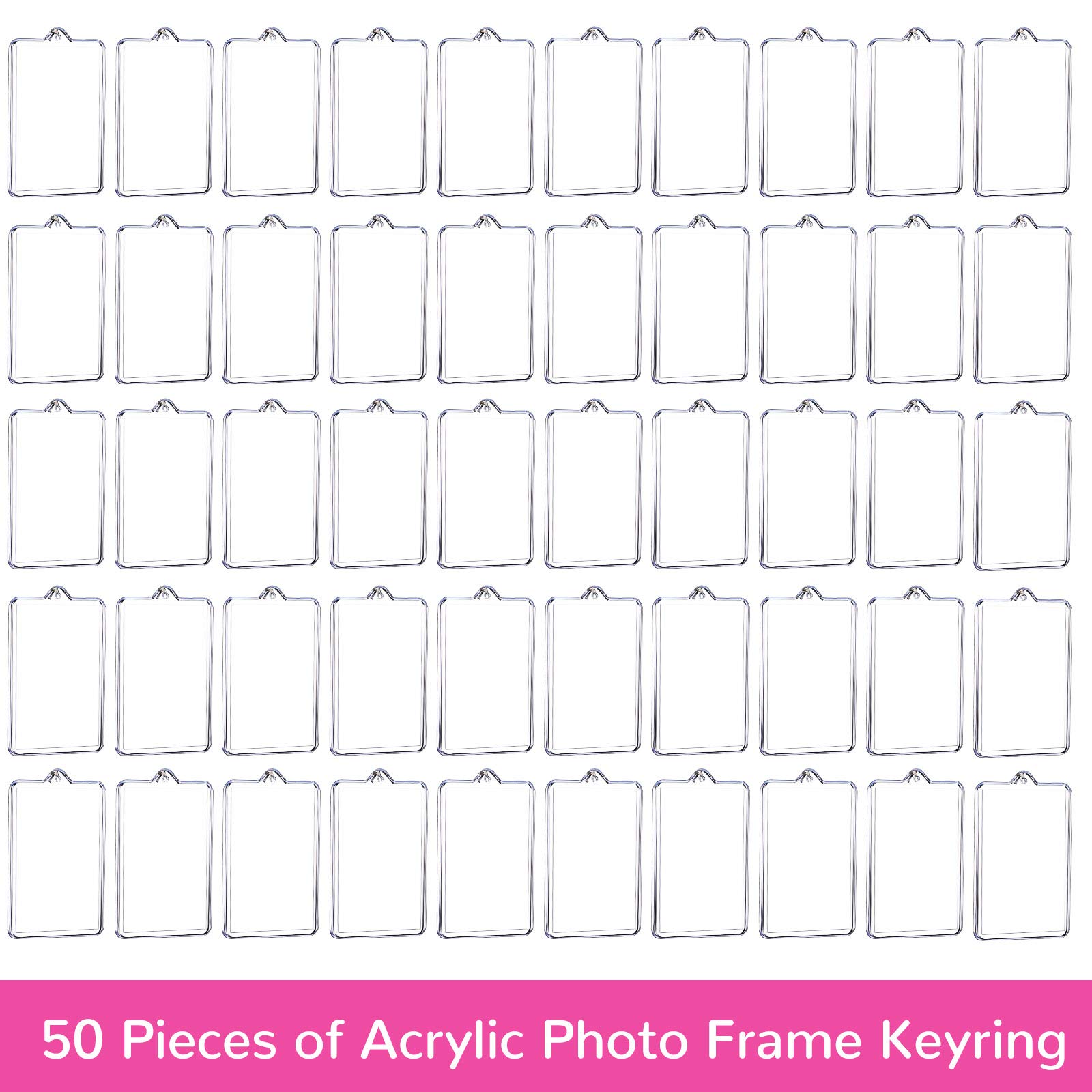 Yaomiao Acrylic Photo Frame Keychain Holder Photo Picture Insert Blank Keyring for DIY Craft(2 x 3 Inch,50 Pieces)