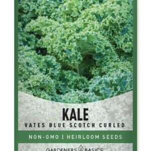 Gardeners Basics, Kale Seeds for Planting, Heirloom, Non-GMO Vegetable Variety - Great for Indoor, Outdoor, and Hydroponics Gardening (Vates Blue Scotch Curled)