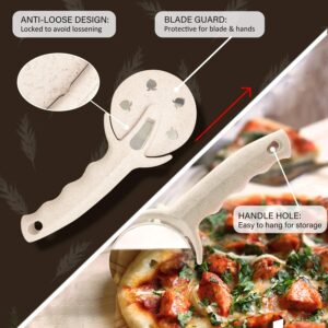 HELEERON Pizza Cutter Wheel, Stainless Steel Pizza Cutter with Cover, Super Sharp Pizza Slicer-Dishwasher safe,Smooth Rotating Pizza Wheel Safe with Healthy Material（Beige）