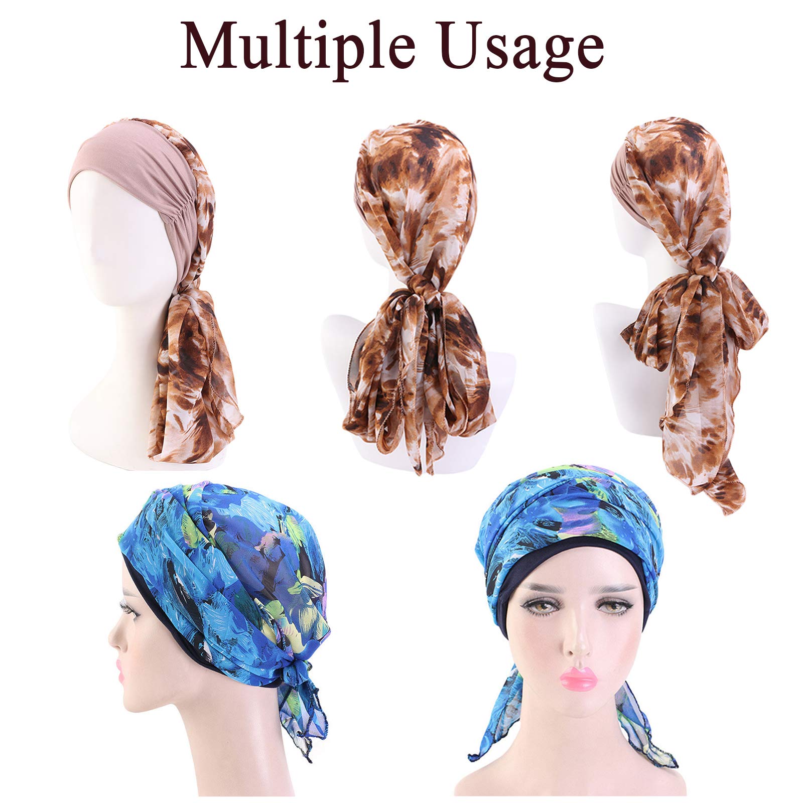 Gragengs Headwear for Women Sleep Beanie Head Scarf for Bald Wraps Cancer Hats Turbans (Khaki)