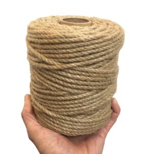 ilikeec 5mm jute twine, 328 feet braided natural jute rope, heavy duty and thick twine rope for diy artwork, bundling, home decor, gardening applications