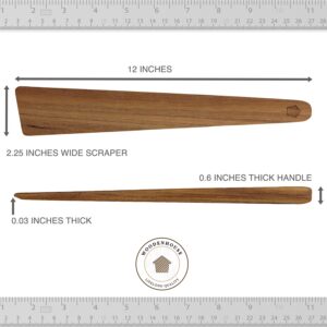 12 inch Teak Wood Spatula for Cast Iron, Small Wood Flipper, Egg Scraper, Flat Wooden Turner, Multipurpose Wood Cooking Utensil, Spatulas Perfect for Flipping, Serving, Scraping & Turning. Set of 2