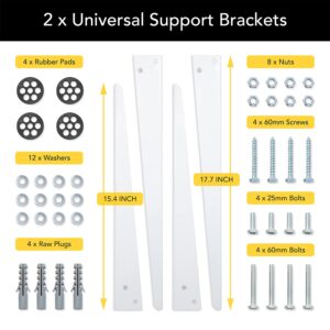 Air Conditioner Support Brackets (2 Pcs, 17.7" x 15.4") Window AC Bracket Stand for Mounting Outdoor AC Unit (12-18,000 BTU, 117 KG Max Weight) Weather Proof Shelf to Protect from Dirt and Vandalism