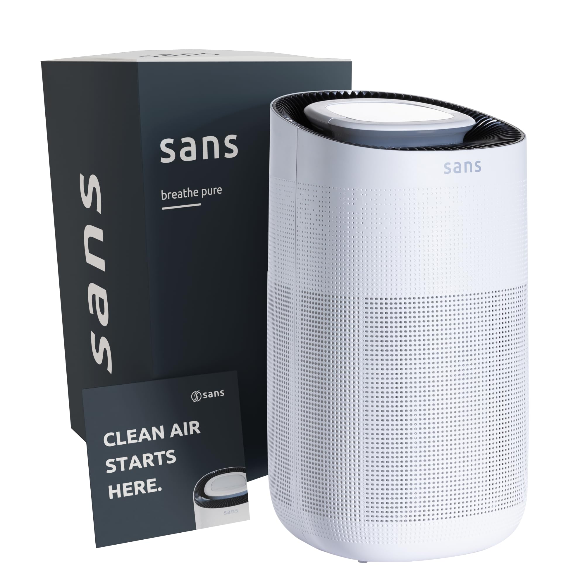 Sans HEPA 13 Air Purifier - White - 1560ft² Ultra-Quiet Home Air Purifier, Pre-Filter, Activated Carbon, UV-C Light, Protect from Odors, Smoke, Pollutants, Allergens, Dust, Dander, Harmful Chemicals