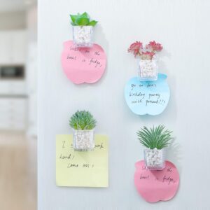 Cute Succulent Fridge Magnet, 4-Pieces 3D Plant Magnets for Refrigerator Whiteboard Mini Decorative Magnets for Locker Kitchen Office (Plant 1)