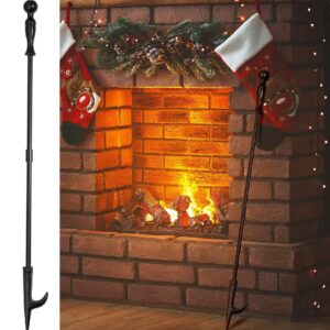 Amagabeli 32 Inch Fire Poker for Fire Pit Fireplace Poker Wrought Iron for Indoor Outdoor Steel Poker Stick Campfire Rust Resistant Tool for Bonfires Camping BBQ Wood Stove Black