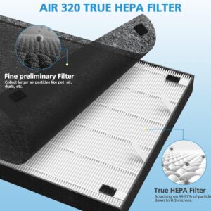 Air 320 Filter Replacement Compatible with Bissell Air320 Air220 2609A, Include 1 Pack 2678 True HEPA Filter, 1 Pack Pre Filter, 1 Pack 2677 Replacement Carbon Filter, Compare Part 2677,2678,2804