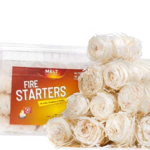 Fire Starter Rolls, 50 Rolls - Fire Starters for Campfires, Grill, Outdoor Fire Pit, Fireplace, BBQ - Fire Starter Kit, Water Resistant & Odorless - Camping Accessories