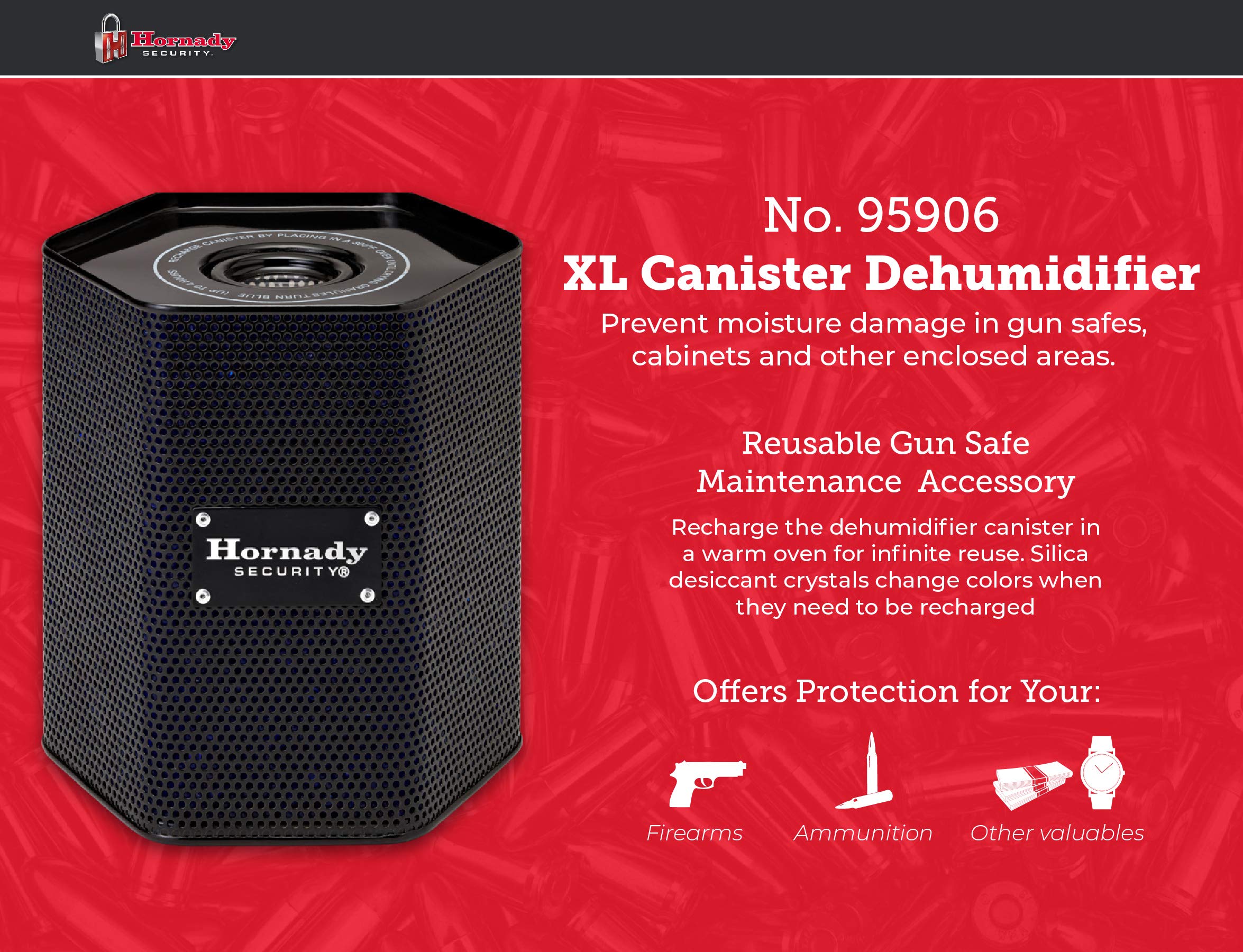 Hornady Reusable Canister Dehumidifier 1500G, 95906 - Portable, Easy to Use Moisture Absorbers for Gun Safes & Cabinets - Prevent Moisture Damage for Gun Safe Accessories, Firearms in Your Gun Vault