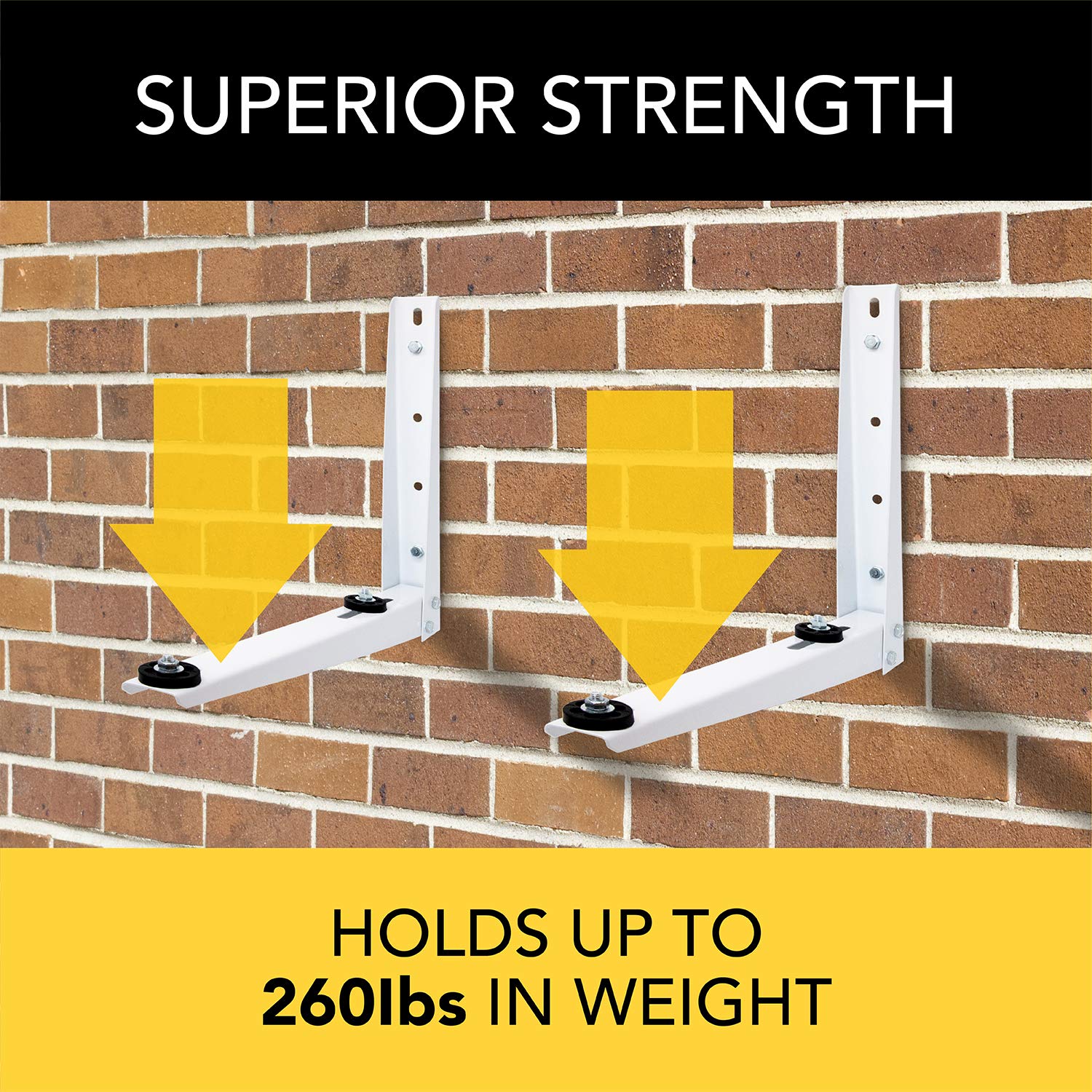 Air Conditioner Support Brackets (2 Pcs, 17.7" x 15.4") Window AC Bracket Stand for Mounting Outdoor AC Unit (12-18,000 BTU, 117 KG Max Weight) Weather Proof Shelf to Protect from Dirt and Vandalism