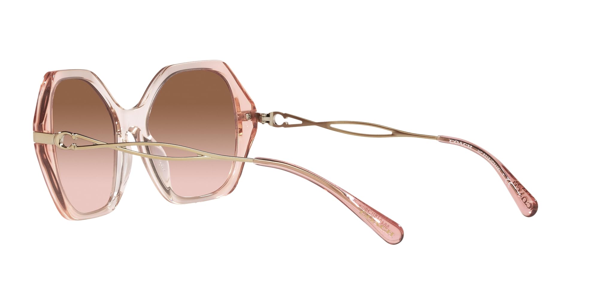 Coach HC8315 Sunglasses, Gradient Transparent Peach/Brown Rose Gradient, 57 mm