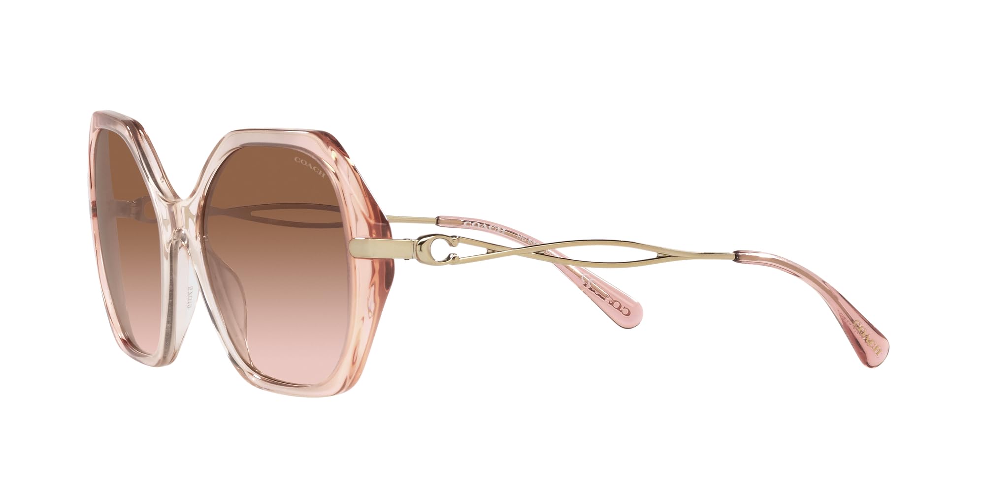 Coach HC8315 Sunglasses, Gradient Transparent Peach/Brown Rose Gradient, 57 mm