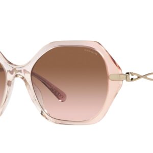 Coach HC8315 Sunglasses, Gradient Transparent Peach/Brown Rose Gradient, 57 mm