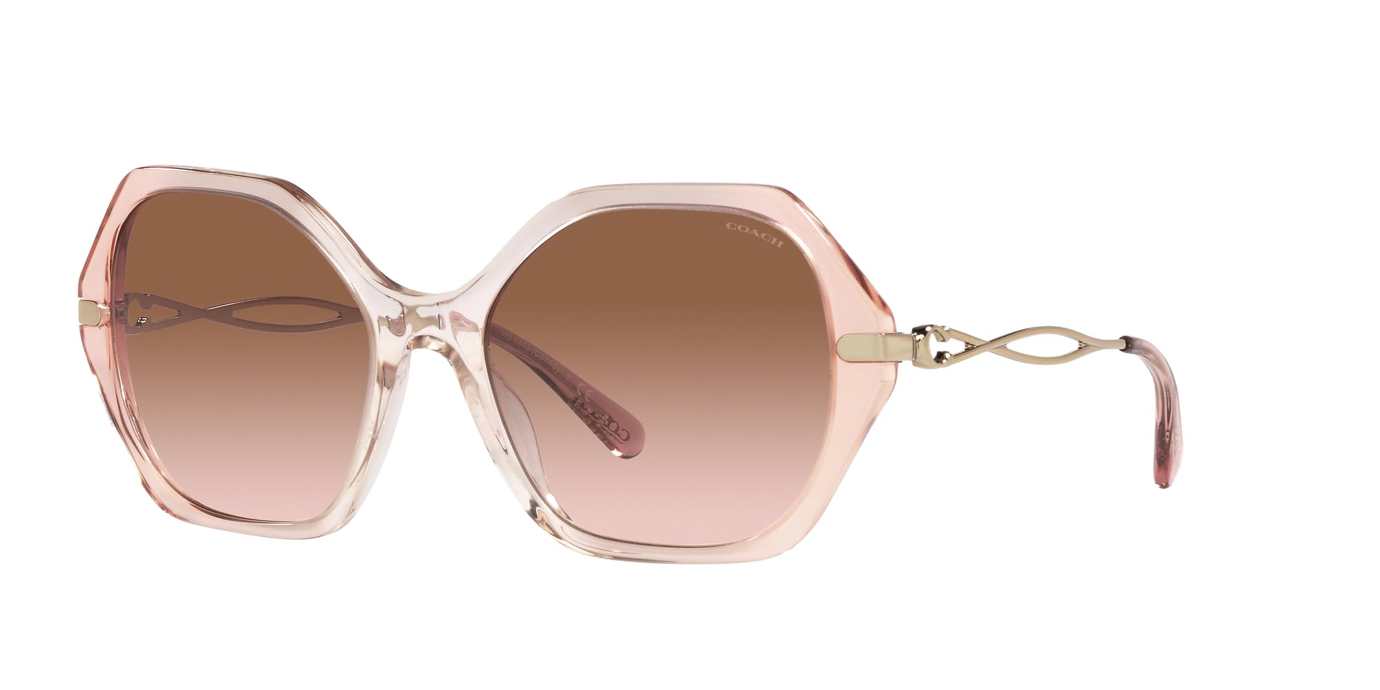 Coach HC8315 Sunglasses, Gradient Transparent Peach/Brown Rose Gradient, 57 mm