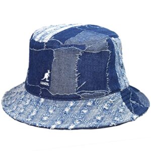 Kangol Denim Mash-Up Bucket Hat for Women and Men, X-Large, Med Blue