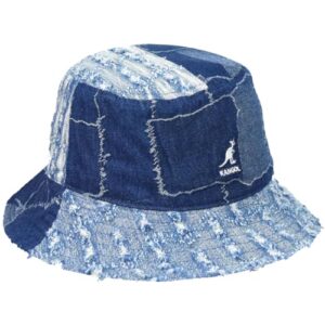 Kangol Denim Mash-Up Bucket Hat for Women and Men, X-Large, Med Blue