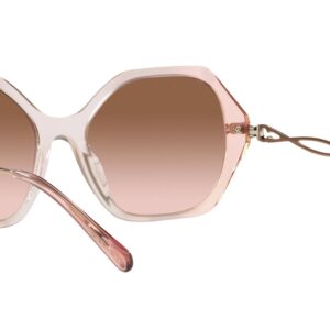 Coach HC8315 Sunglasses, Gradient Transparent Peach/Brown Rose Gradient, 57 mm