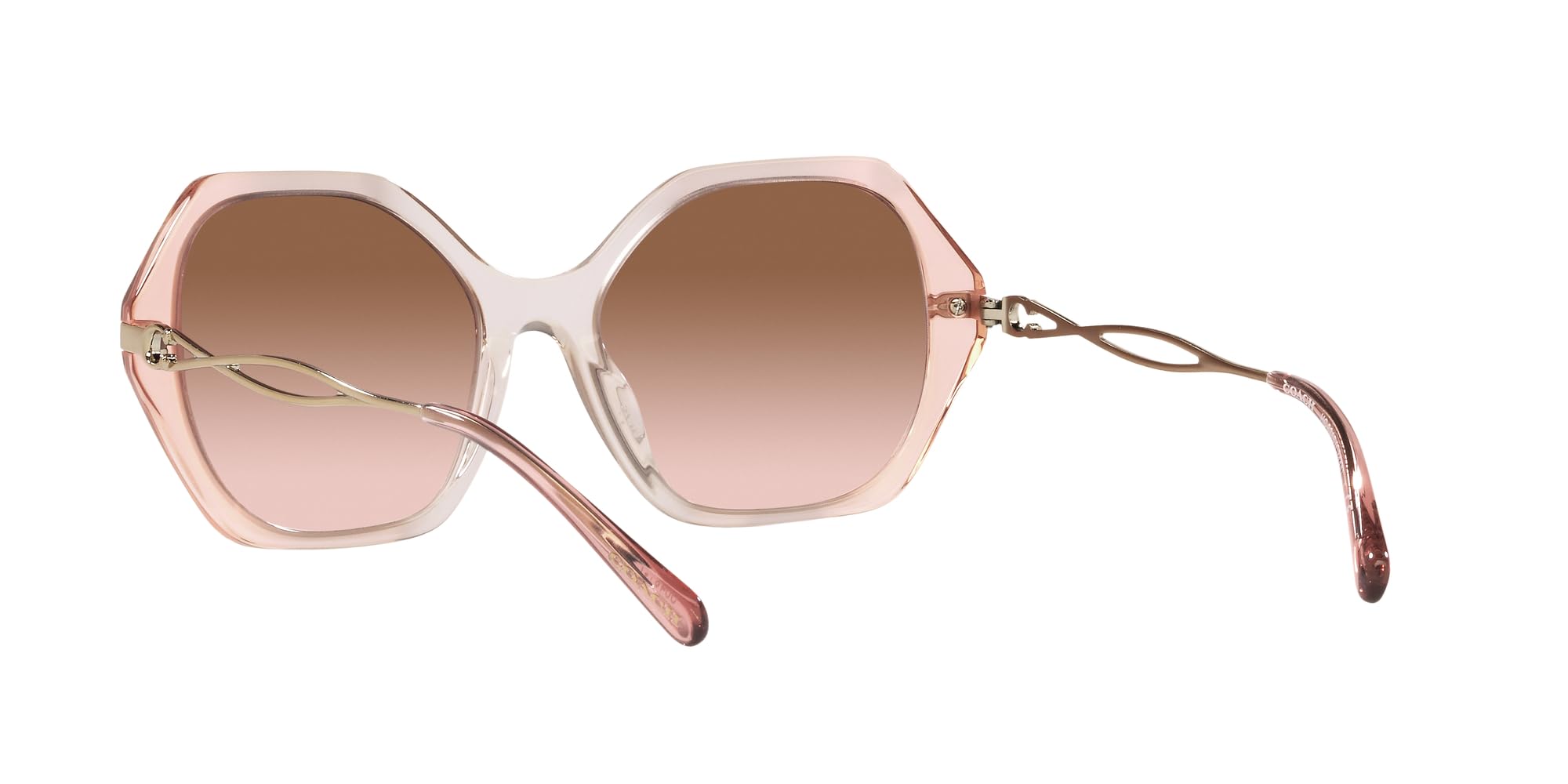 Coach HC8315 Sunglasses, Gradient Transparent Peach/Brown Rose Gradient, 57 mm