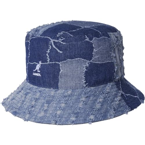 Kangol Denim Mash-Up Bucket Hat for Women and Men, X-Large, Med Blue