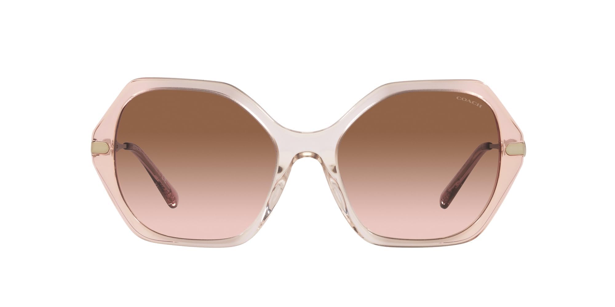 Coach HC8315 Sunglasses, Gradient Transparent Peach/Brown Rose Gradient, 57 mm