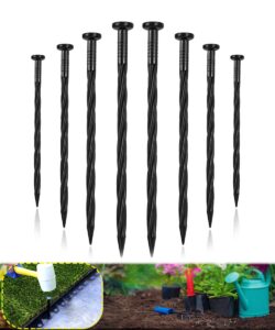 meboyz 100-pack-8 inch plastic landscape stakes, spiral nylon landscape anchoring spikes，edging spikes for paver edging, weed barrier, artificial turf & more