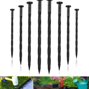 Meboyz 100-Pack-8 Inch Plastic Landscape Stakes, Spiral Nylon Landscape Anchoring Spikes，Edging Spikes for Paver Edging, Weed Barrier, Artificial Turf & More