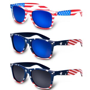 casetank 3pcs american flag sunglasses, 4th of july decor party accessories, independence day decorations