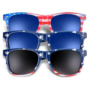 CaseTank 3Pcs American Flag Sunglasses, 4th of July Decor Party Accessories, Independence Day Decorations