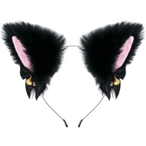 cedar bright fox cat ears anime cosplay - animal wolf headwear, halloween headband,headpiece costume accessories with bells