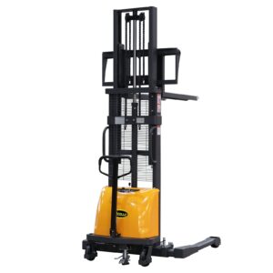 apollo semi-electric stacker pallet jack straddle legs forklift 3300lbs capacity 98" lifting height with adjustable forks for material lift