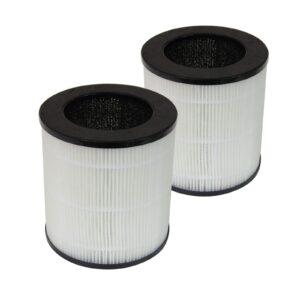 pureburg replacement true hepa filter set compatible with quietpure kjfc15 whisper air purifier, 2-pack h13 3-stage filtration activated carbon