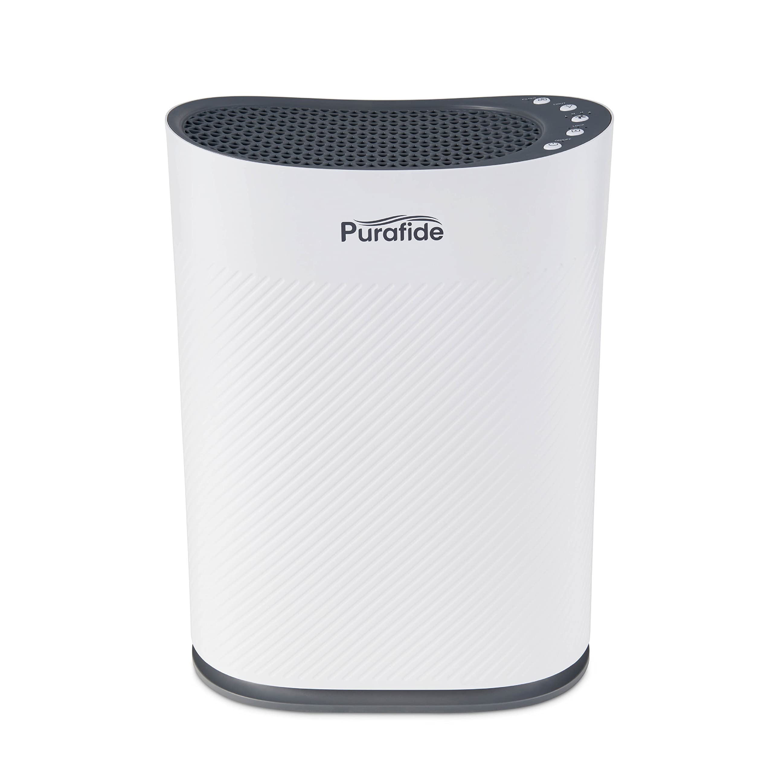 Purafide XP280 Veteran Owned 2-Yr H13 HEPA 3-stage filtration air purifier with Elegant Old Fashion Control Buttons for 1700 Sq Ft Coverage. Home, Bedroom, Pets, Dust (1, White)