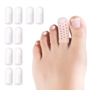 toe protectors gel, 10 pcs breathable toe protector cap cover, toe guards for protection of ingrown toenails, corns, calluses, blisters, and more. size small