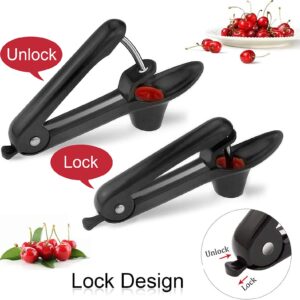 Cherry Pitter Tool, Olive Pitter Tool, Cherry Pitter Remover, Cherry Core Remover Tool with Space-Saving Lock Design, Pit Remover for Cherries (Black)