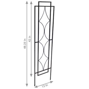 Sunnydaze 2-Piece Chic Diamonds Design Garden Trellis for Climbing Plants Set - Metal Decorative Outdoor Plant and Flower Trellis - 48-Inch Tall Each - Black