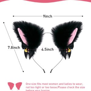 CEDAR BRIGHT Fox Cat Ears Anime Cosplay - Animal Wolf Headwear, Halloween Headband,Headpiece Costume Accessories with Bells