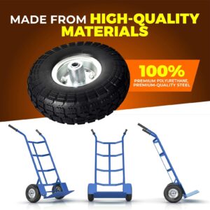 (2-Pack) AR-PRO 10-Inch Solid Rubber Tire Wheels - Replacement 4.10/3.50-4" Flat Free with 5/8" Bearings, 2.2" Offset Hub - Perfect for Hand Truck, Wheelbarrow, Gorilla Carts