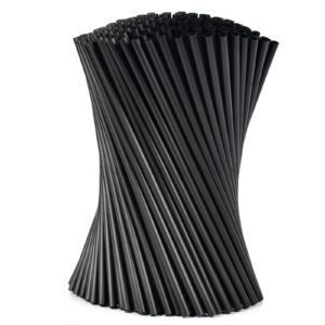 plasticless 100 pcs pla disposable drinking straws corn plant based biodegradable straws, bpa free compostable stir sticks black straws, reusable straws alternative to plastic straws for party drinks