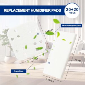 Humidifier Replacement Filters 20 Pack and Replacement Aroma Pads 20 Pack - Compatible with LEVOIT LV600HH, LV600S, OasisMist450S, OasisMist600S - Mineral Absorption Pads, Descaling Pads, White