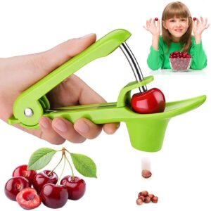 cherry pitter olive pitter tool, cherry pitter remover, fruit pit core remover with space-saving lock design for make fresh cherry dishes, cherry pie and jam and cocktail cherries